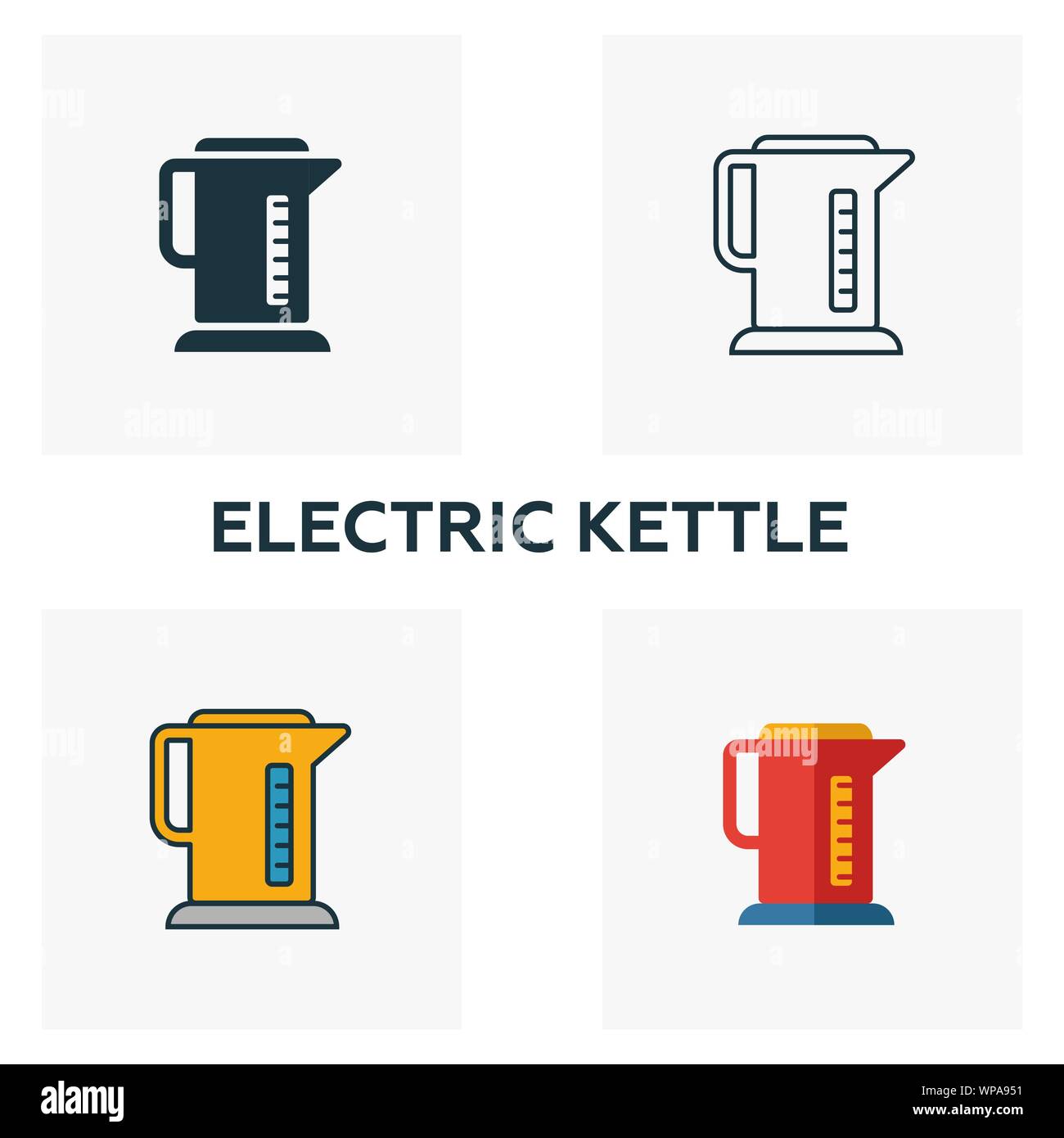 Electric Kettle icon set. Four elements in diferent styles from ...