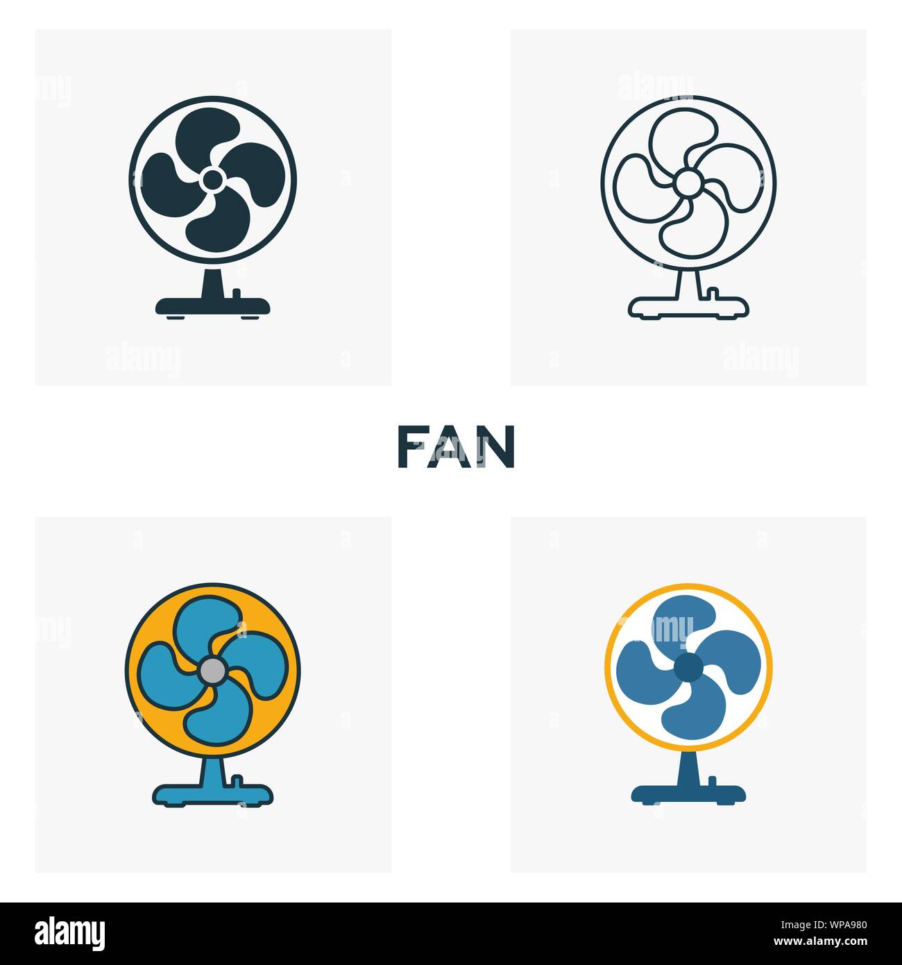 Fan icon set. Four elements in diferent styles from household icons ...