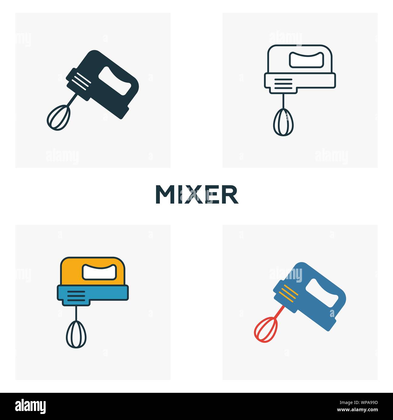 Mixer icon set. Four elements in diferent styles from household icons ...