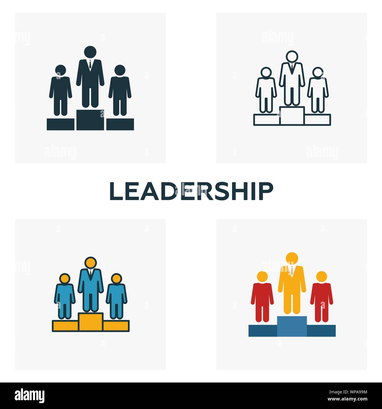 Leadership icon set. Four elements in diferent styles from human ...