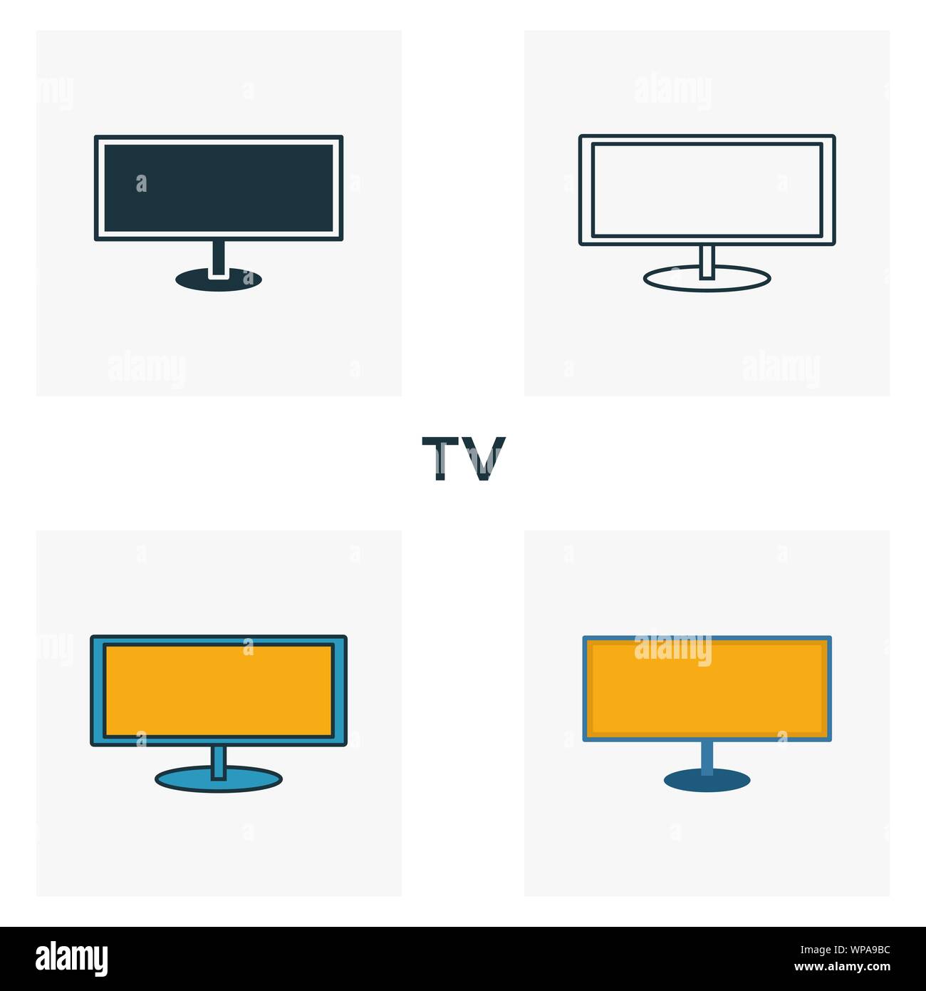Tv icon set. Four elements in diferent styles from household icons ...