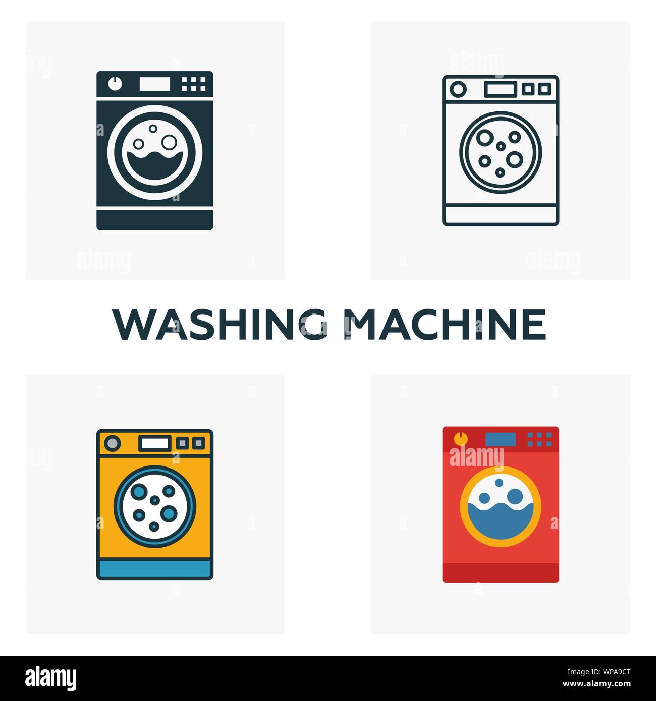 Washing Machine icon set. Four elements in diferent styles from ...