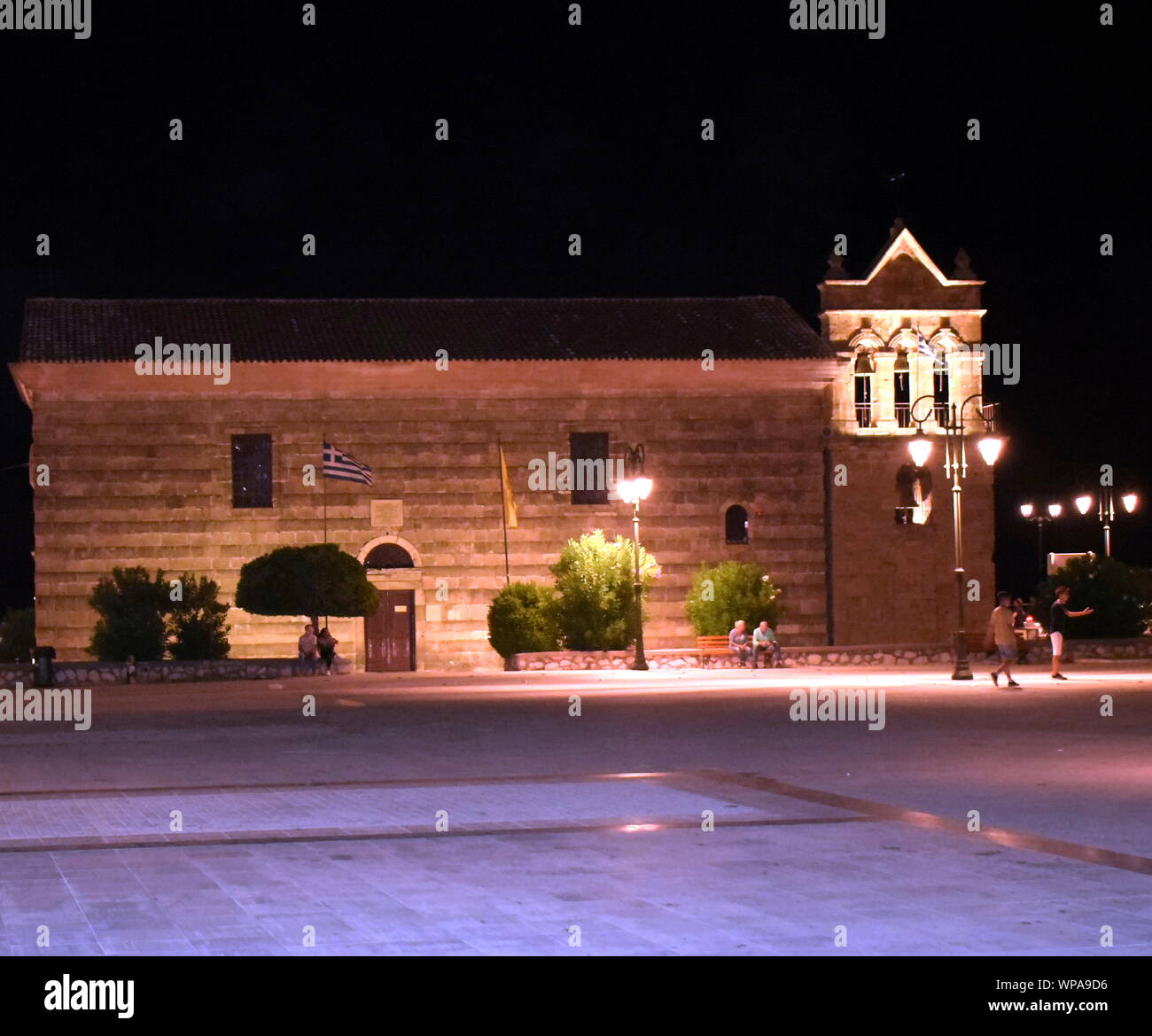 church, light, night, Zakynthos island, Greece Stock Photo - Alamy