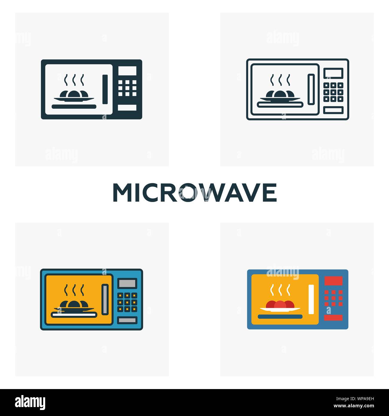 Microwave icon set. Four elements in diferent styles from household ...