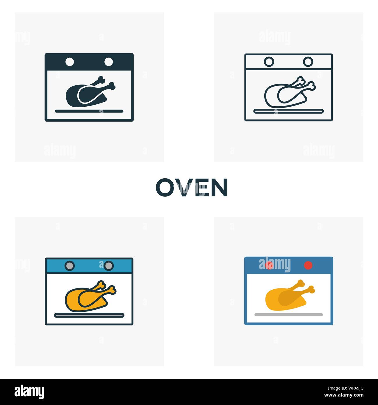Oven icon set. Four elements in diferent styles from household icons ...