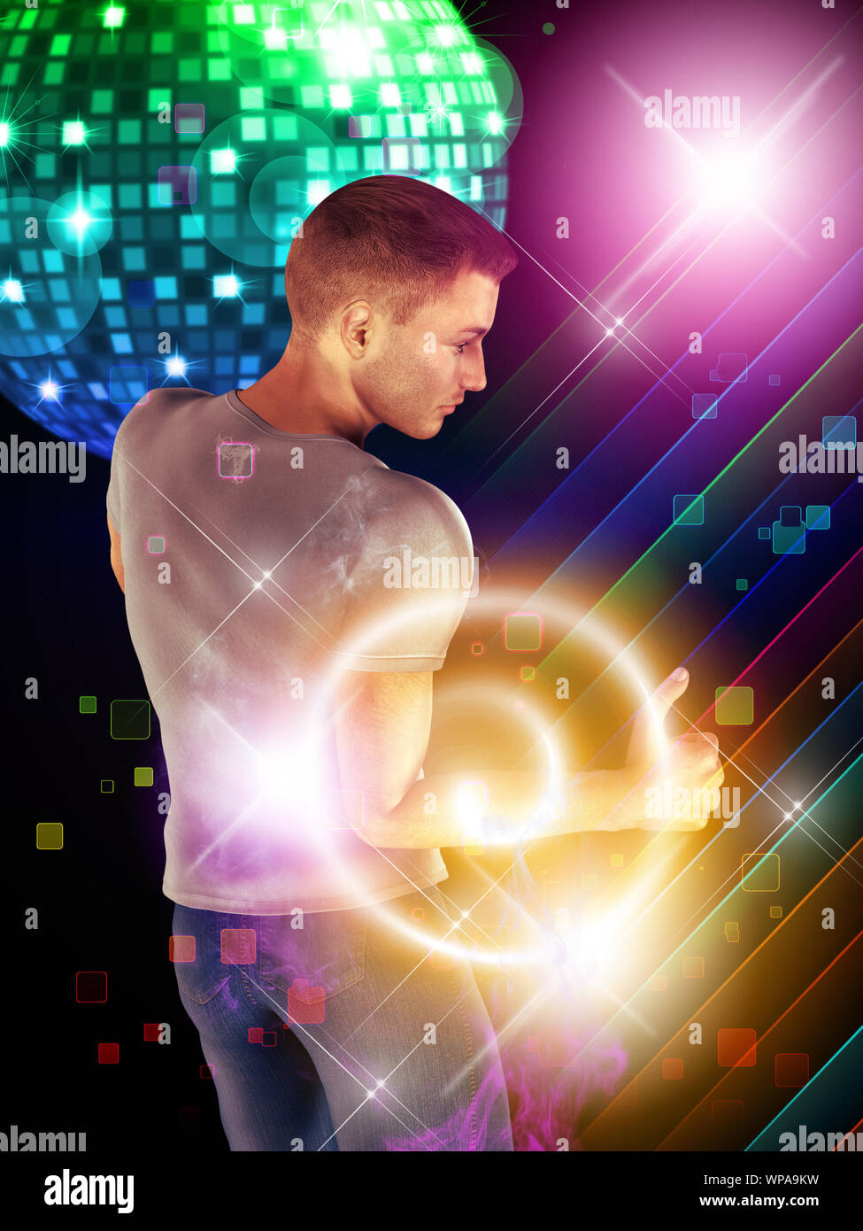 Illustration of 3d man dancing on disco party Stock Photo - Alamy