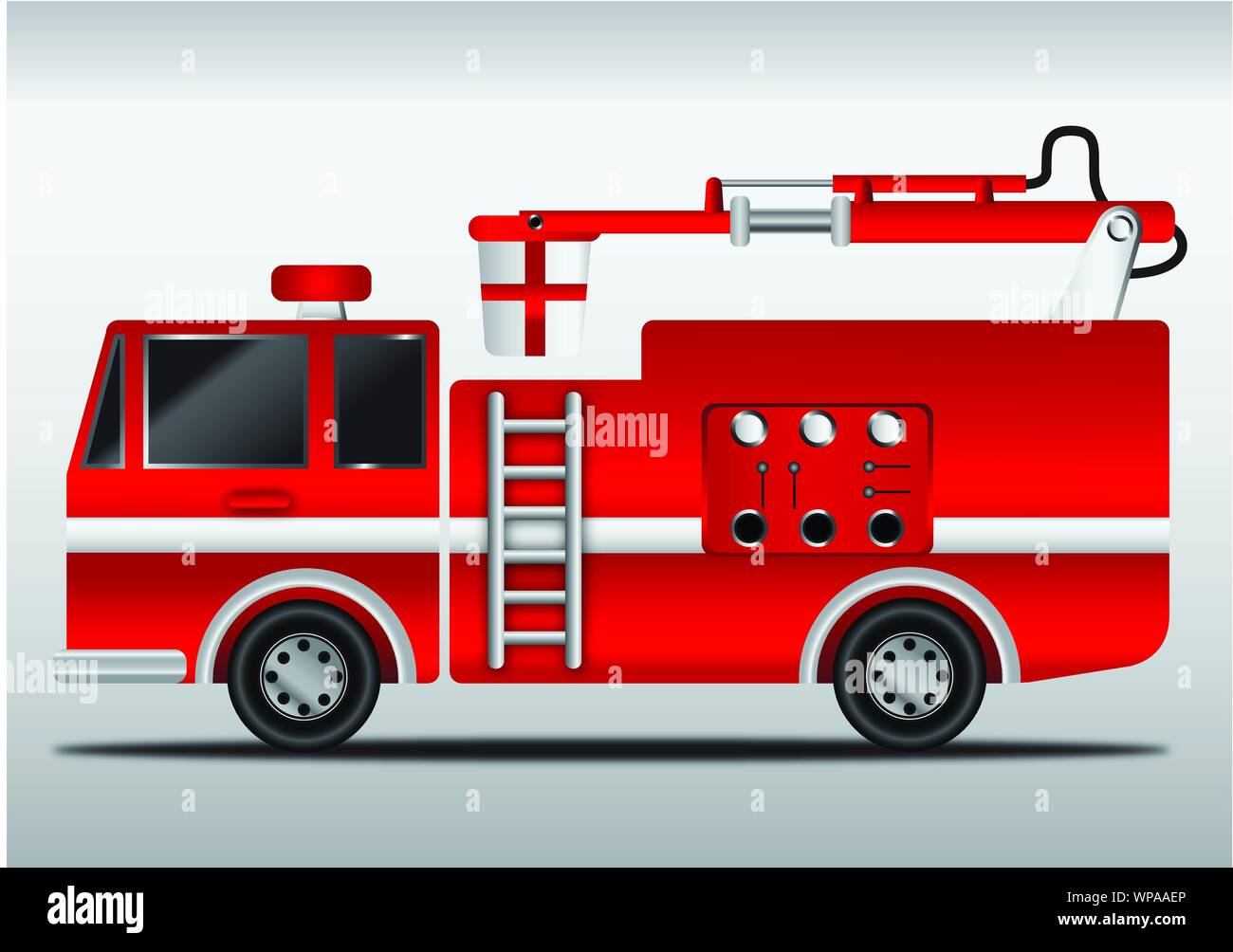 4 wheels hydraulics cabin fire engine, vector illustration Stock Vector ...