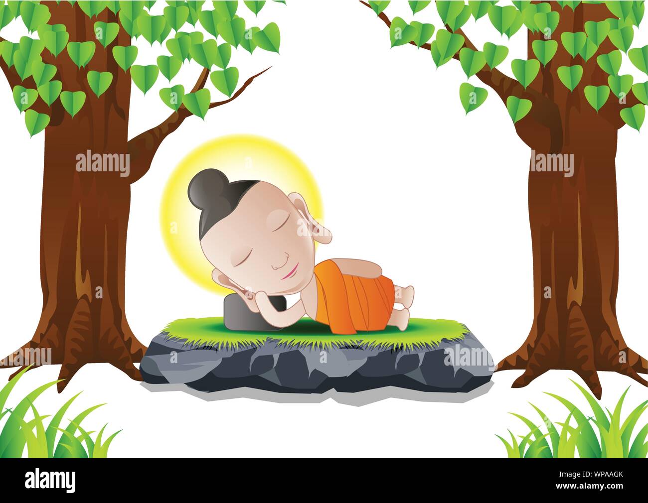 lord of Buddha sleep under tree in cartoon version,used well for ...