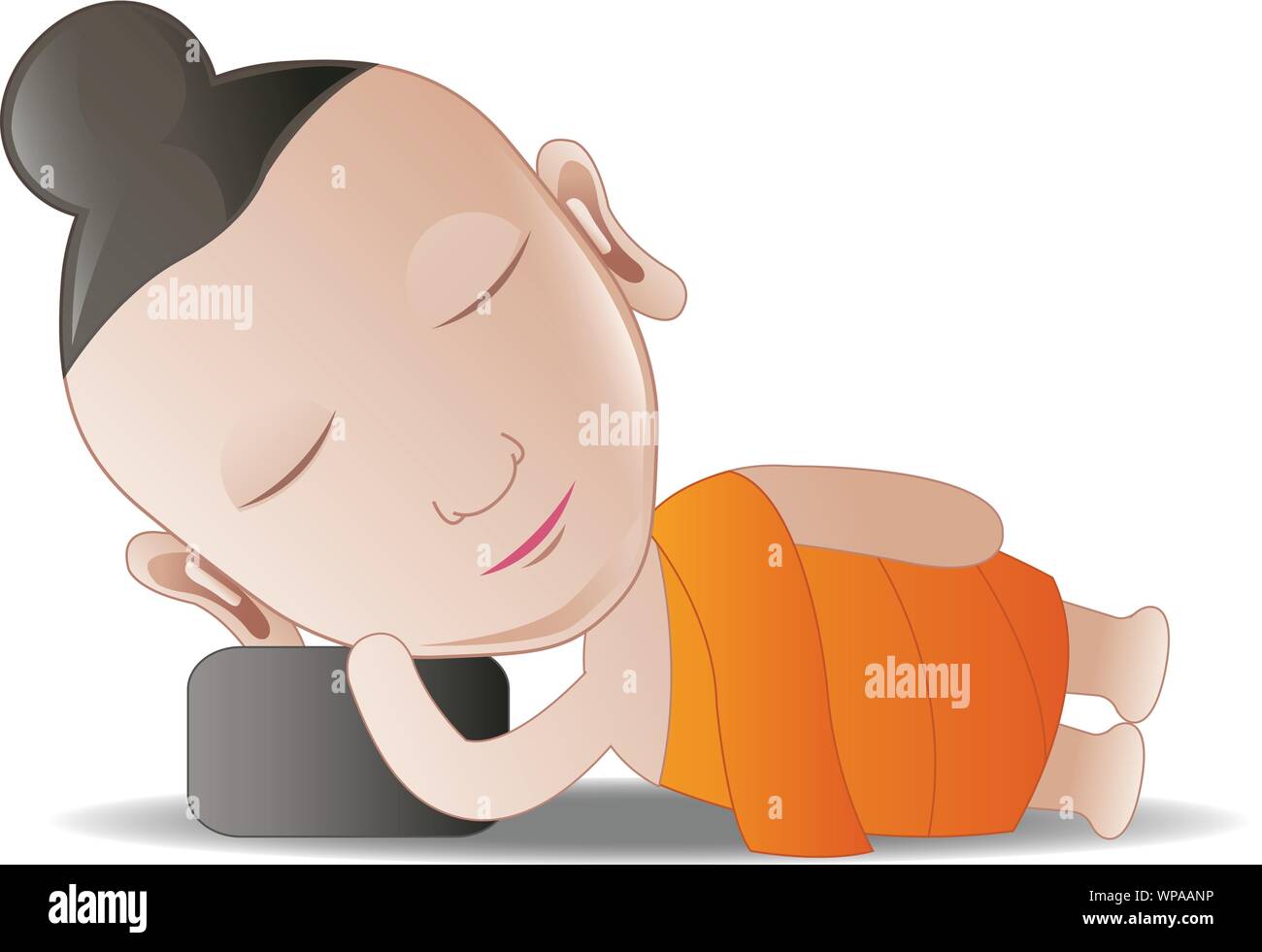 Monk is sleeping,isolated,vector illustration,cartoon bubble head Stock ...