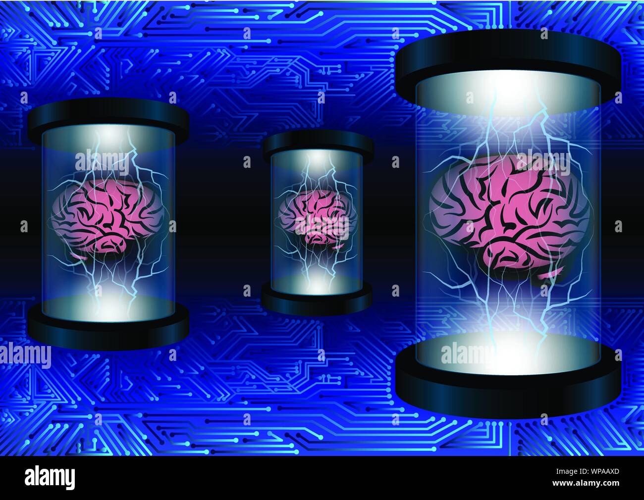 brain power data transfer in abstract concept by electronic circuit and ...