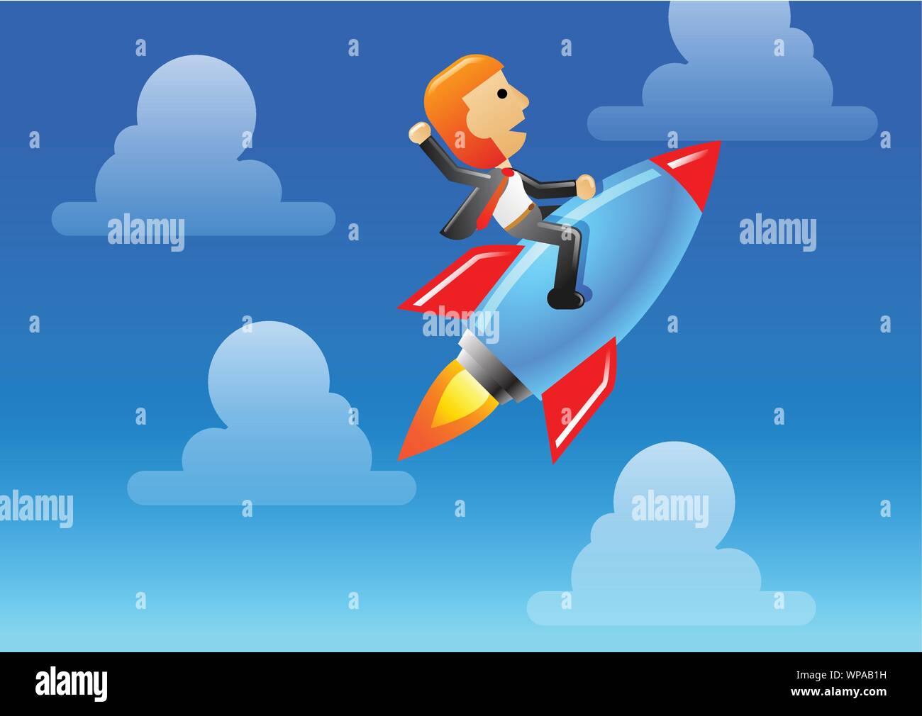 Business man ride rocket to lead his business and organization to be ...