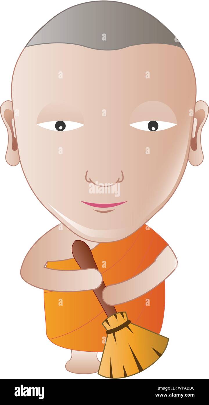 cartoon monk get cleaning,isolated,vector illustration Stock Vector ...