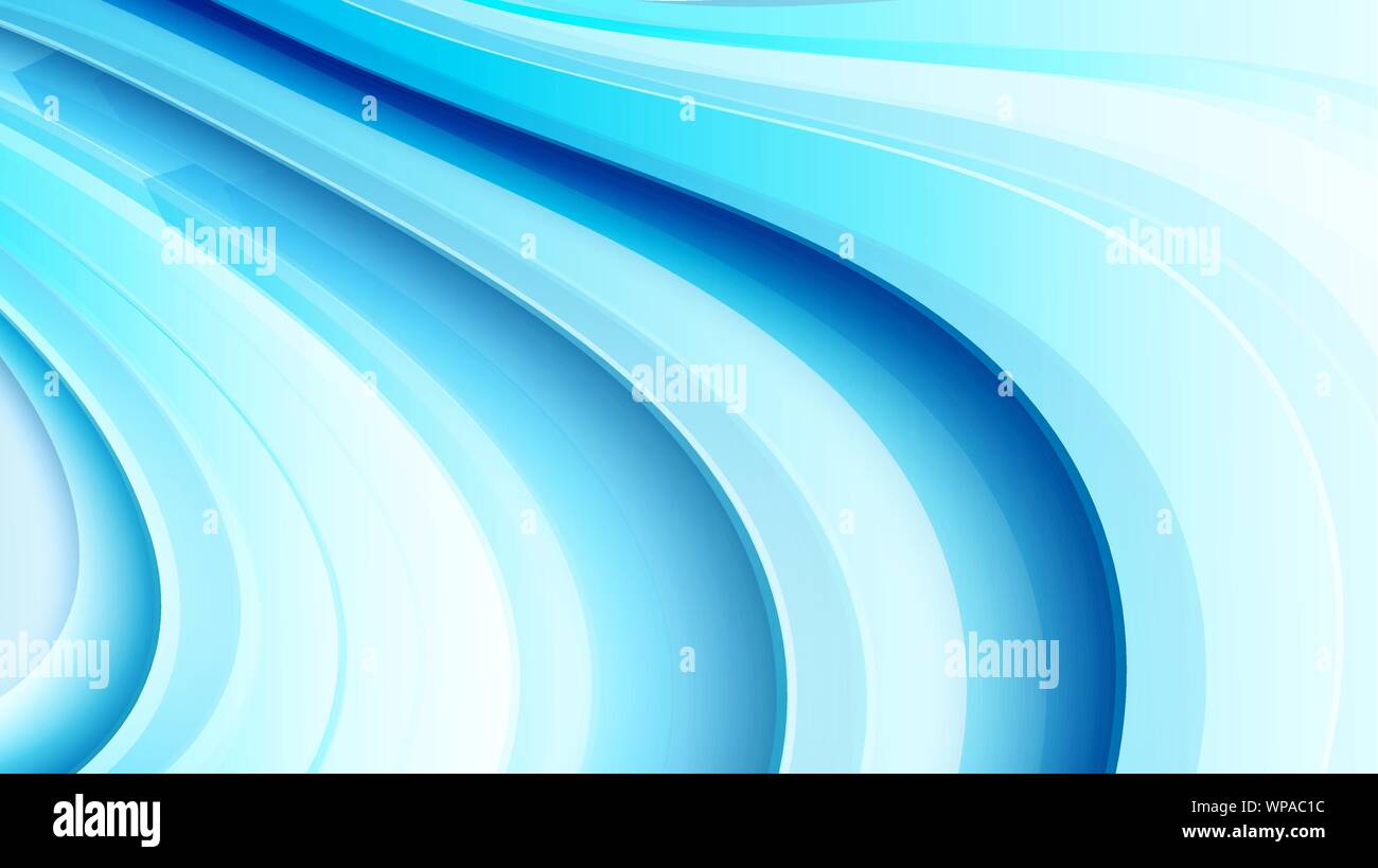 Abstract background of curved lines in blue colors. Geometric ...