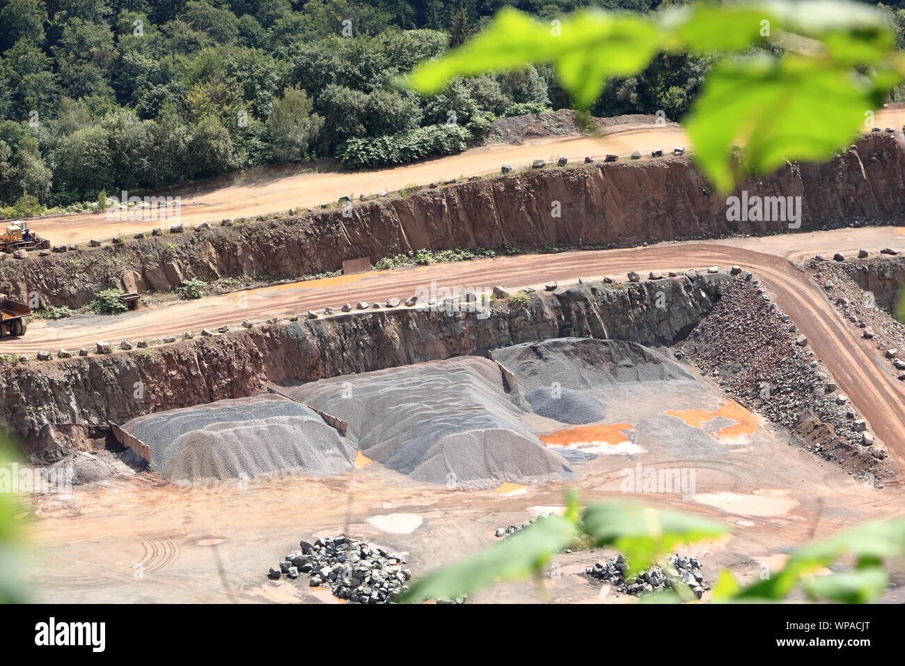 Aerial view of opencast mining quarry, view from above, Nesselgrund ...