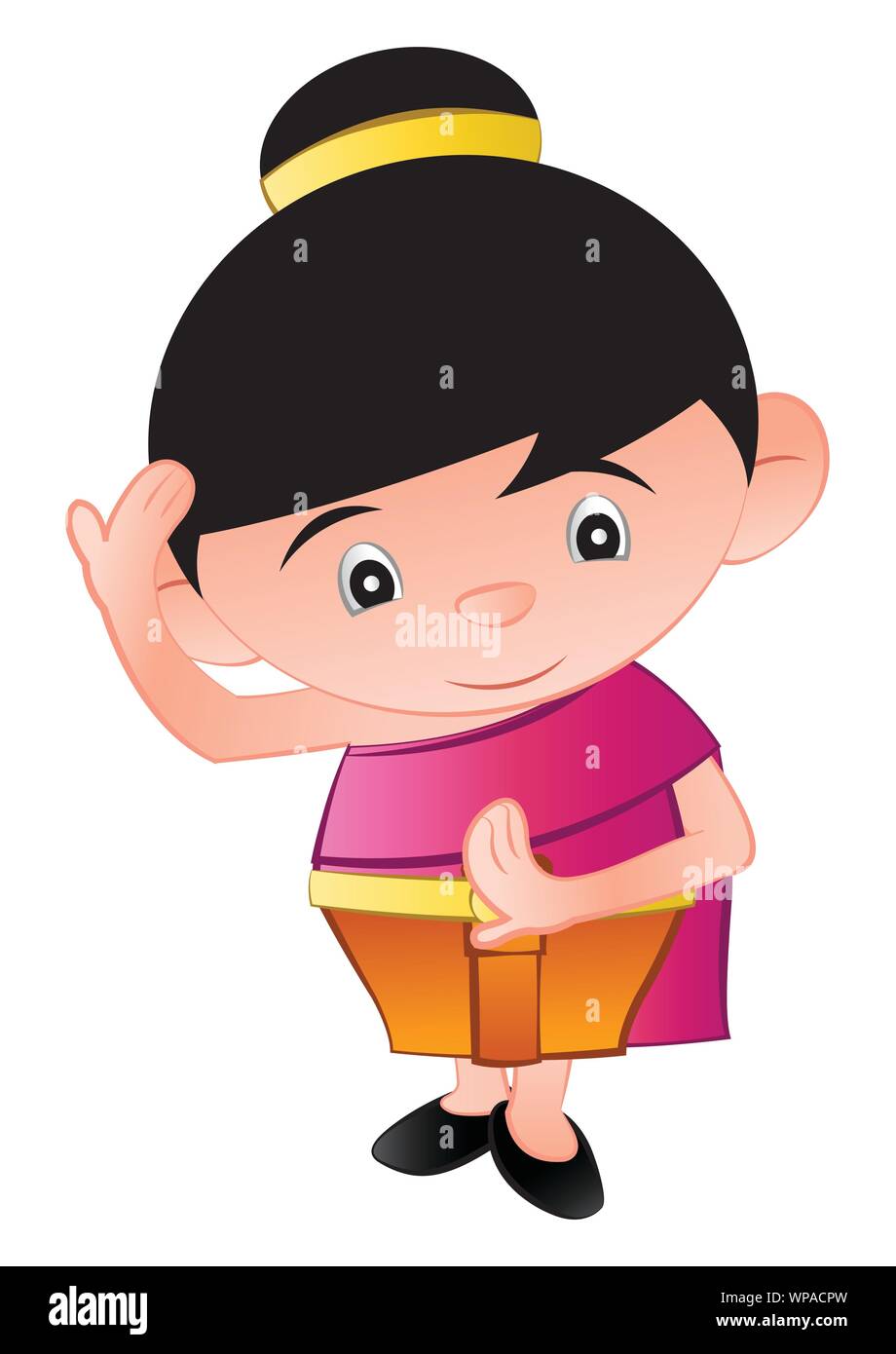 thai bubble head girl is dancing,in cartoon design and thai dress ...