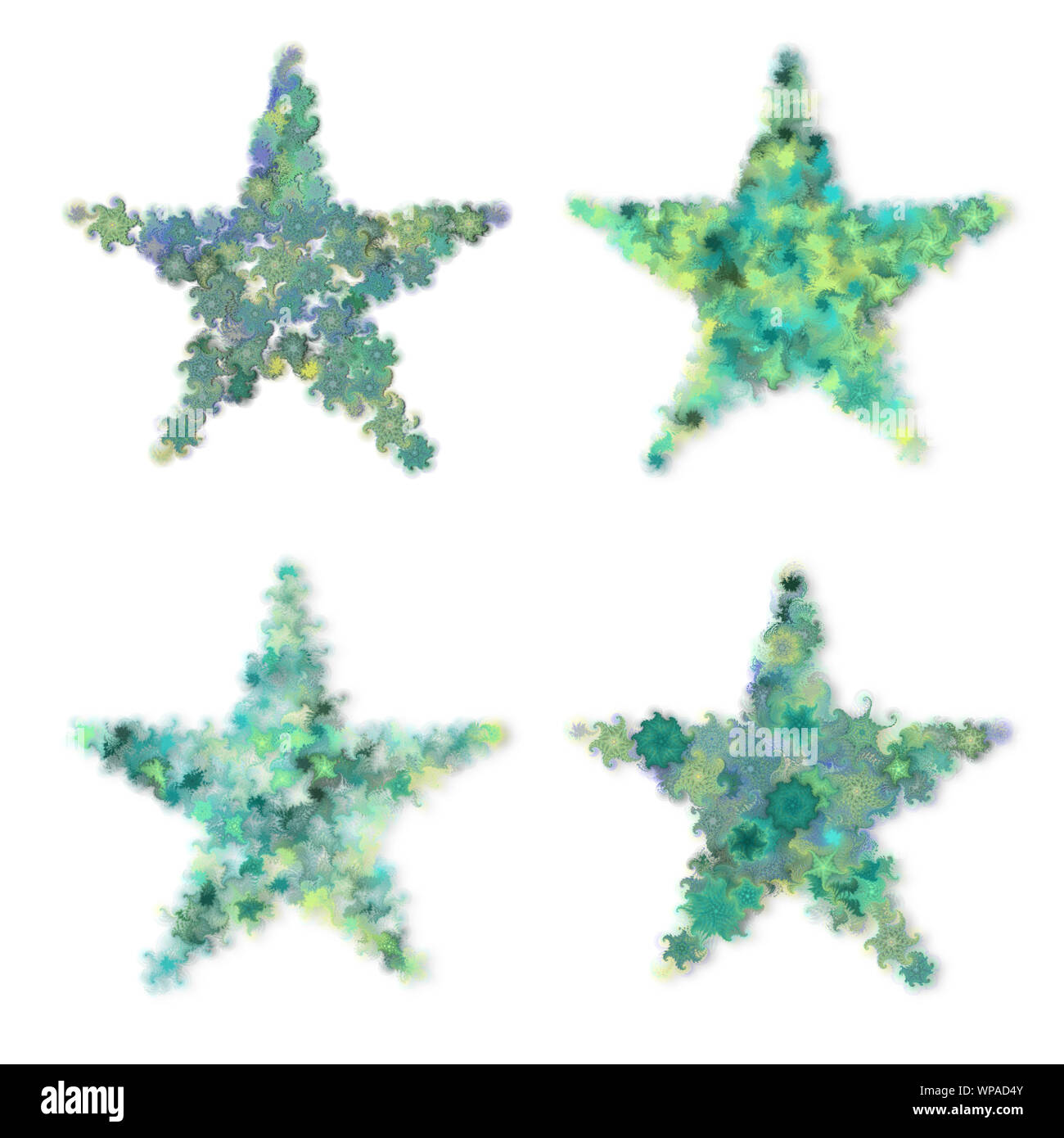 Illustration of 4 green stars isolated on white background Stock Photo ...