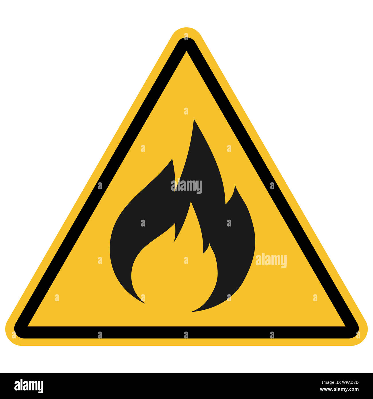 Flammable warning sign vector for products.Yellow triangle background ...