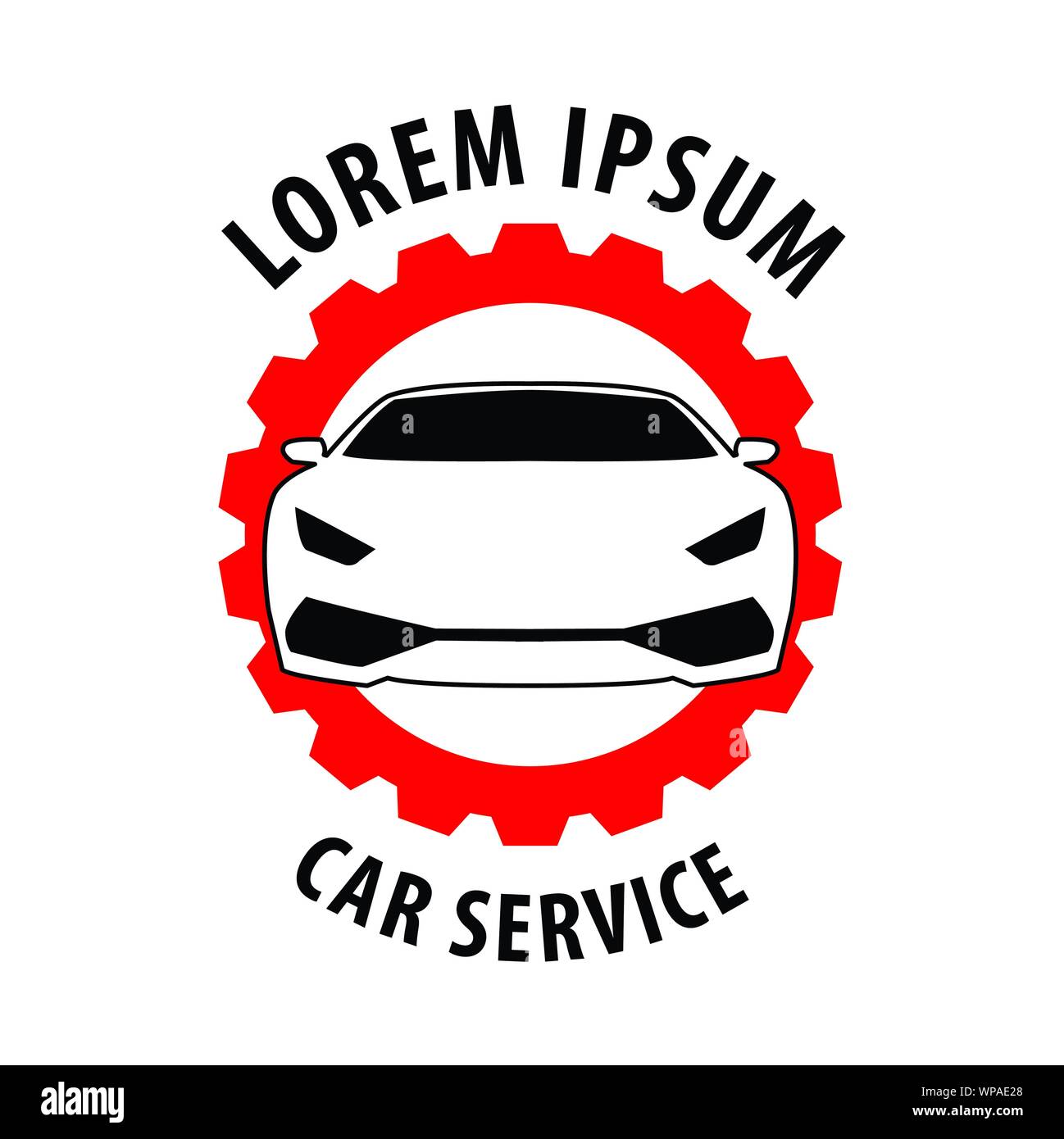 car service logo design with car and red gear concept,silhouette,vector ...