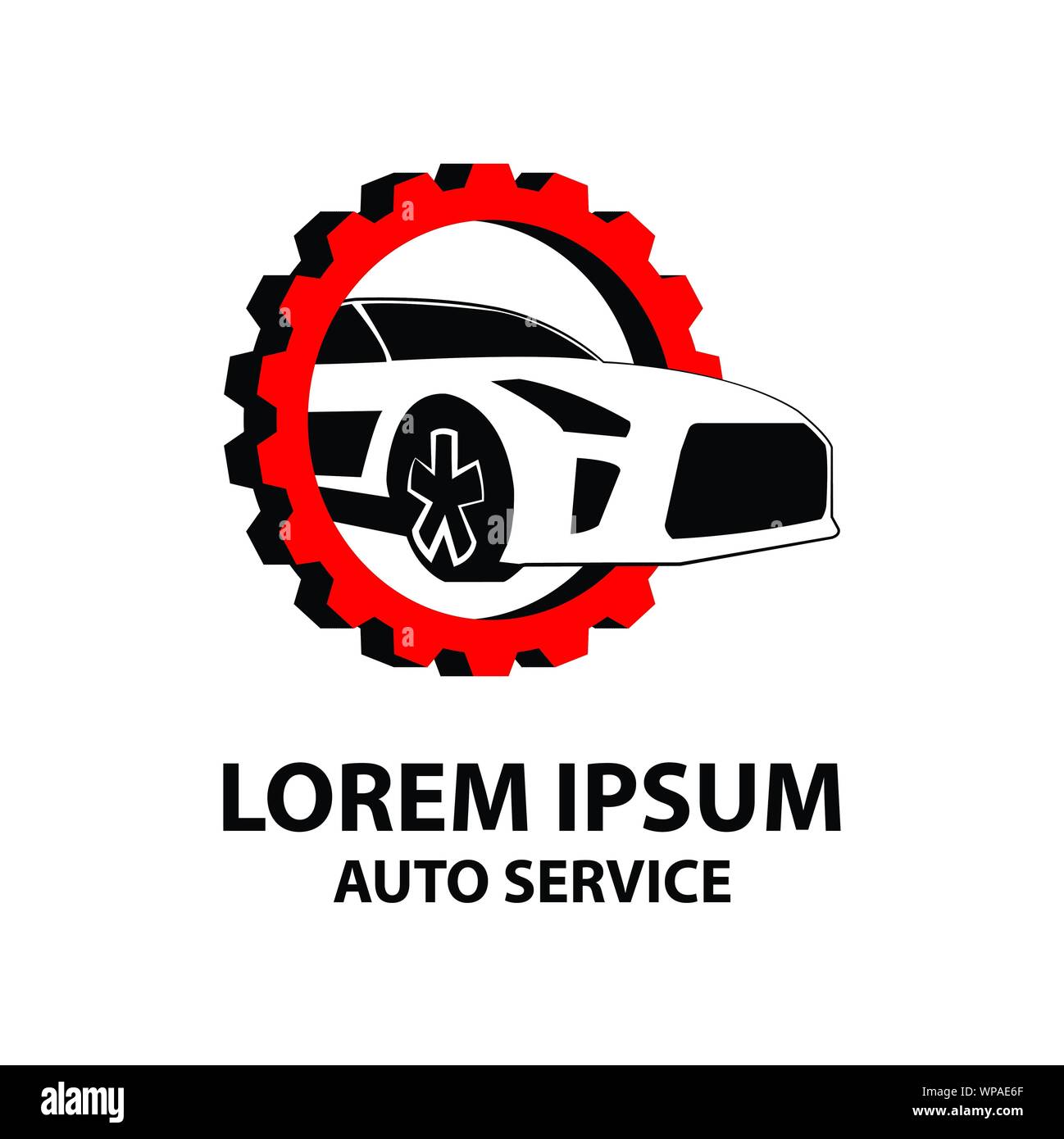 car service logo design with car and red gear concept,silhouette,vector ...