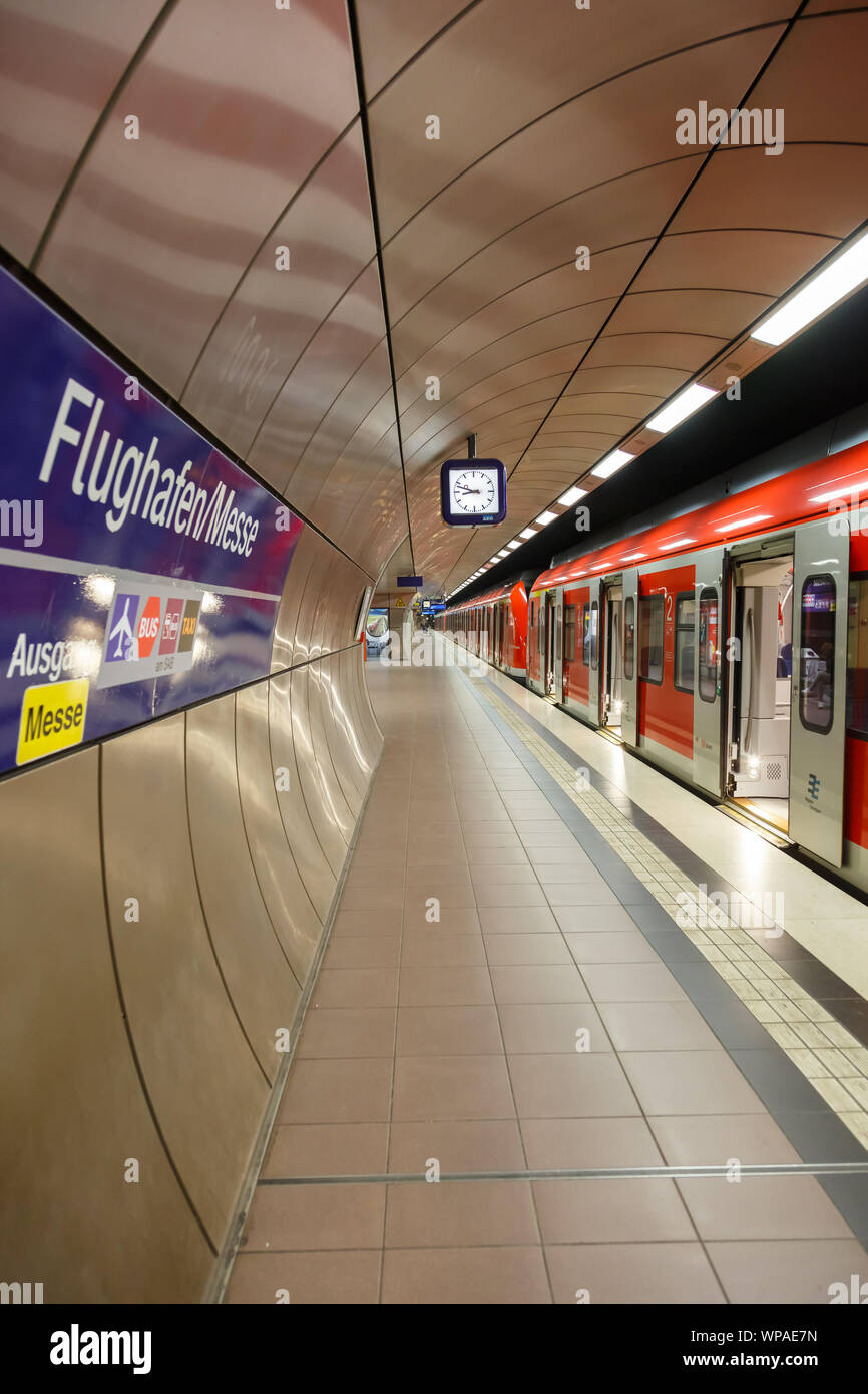 Stuttgart, Germany – May 26, 2019: Railway station at Stuttgart airport ...