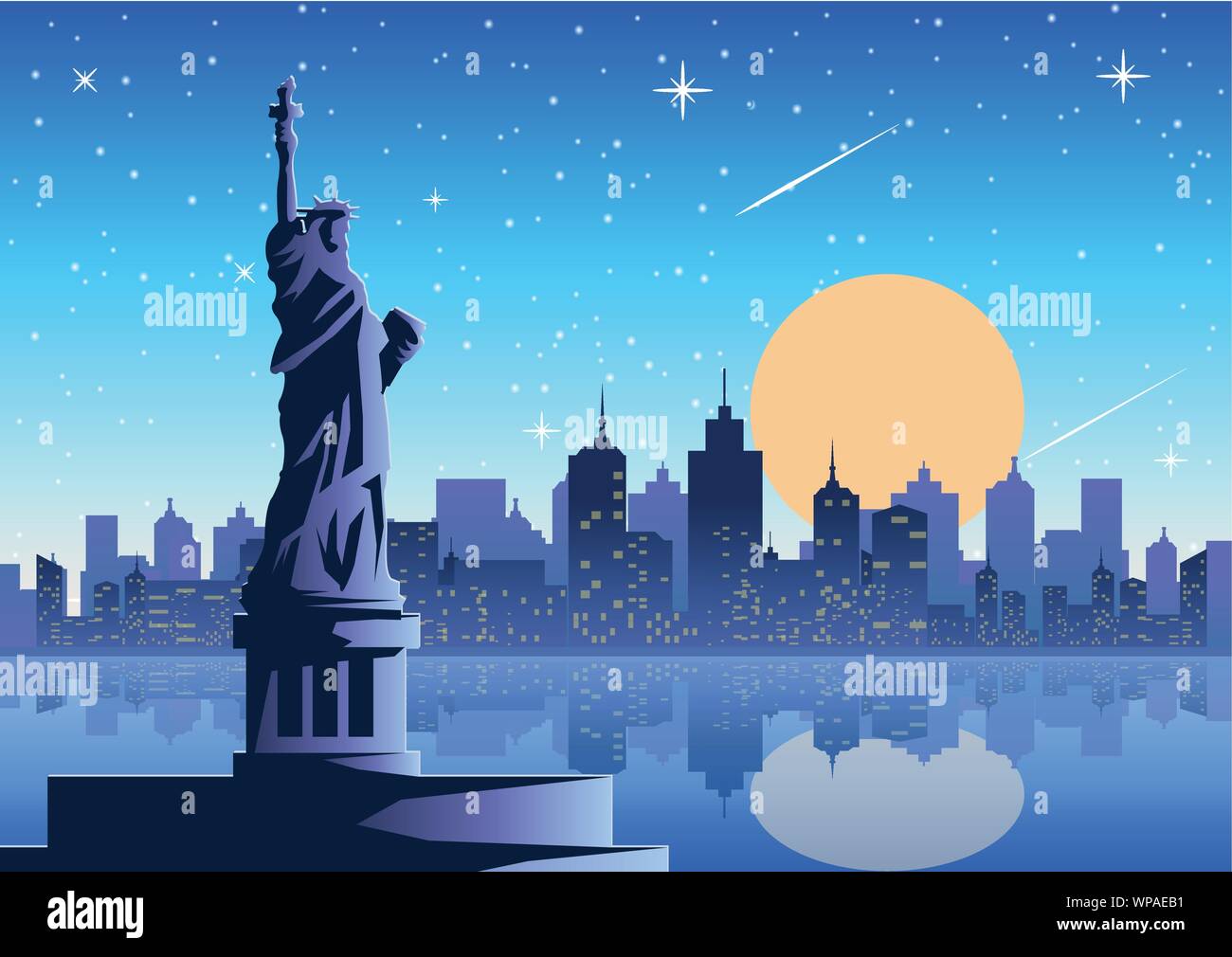 New york skyline sunset clouds Stock Vector Images - Alamy