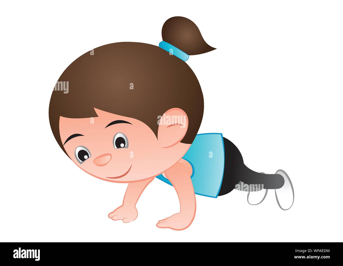 woman Bubble big head cartoon push up for healthy and good shape ...