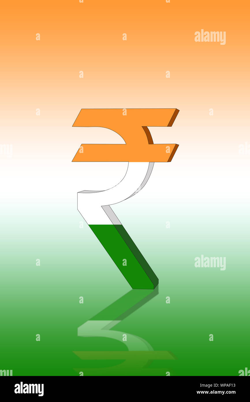 Indian Rupee Sign Flag Indian Rupee Icon Symbol Isolated On White