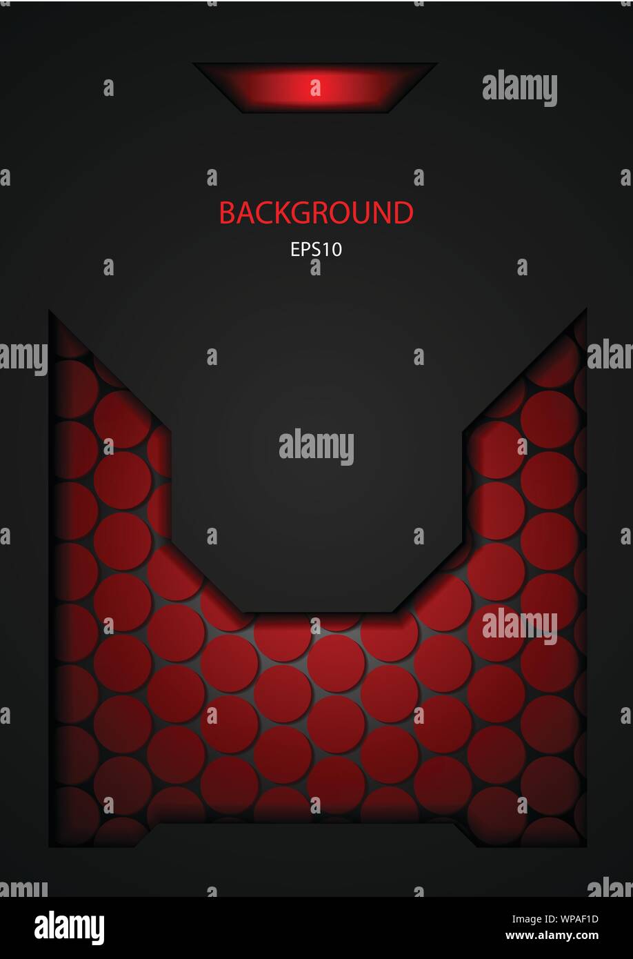 Dark silver and red tech arrows design. Vector steel metal background ...