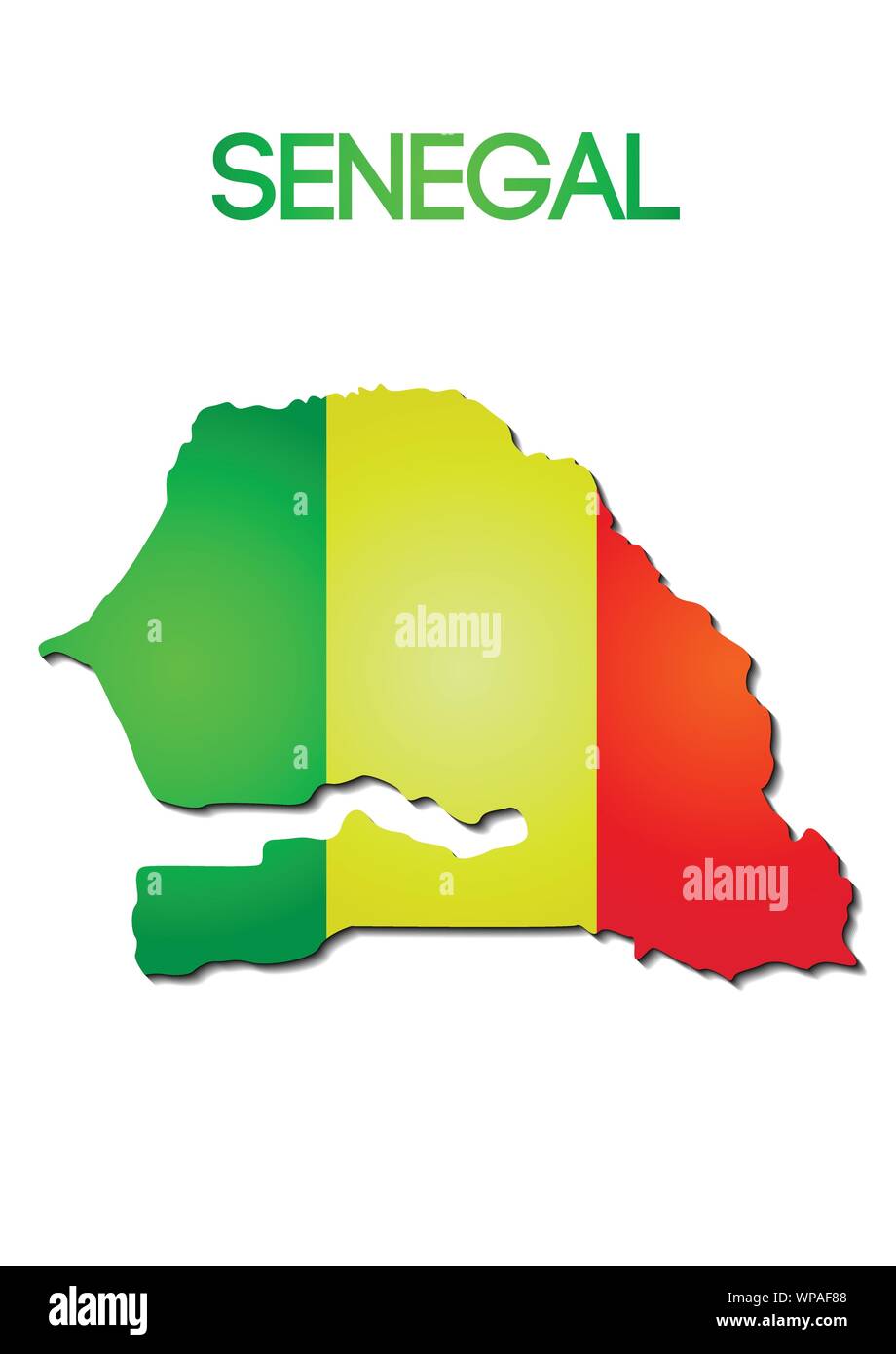 national flag color of Senegal in map gradient design Stock Vector ...