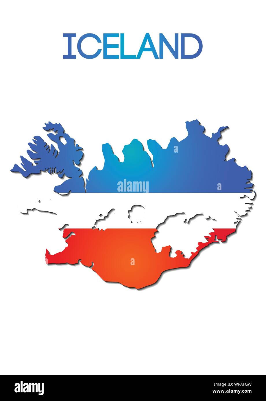 national flag color in map of Iceland gradient design Stock Vector ...