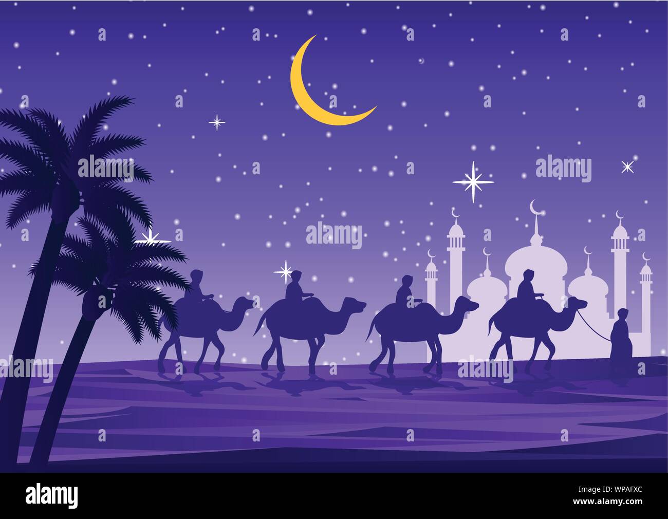 caravan Muslim ride camel to mosque Stock Vector Image & Art - Alamy