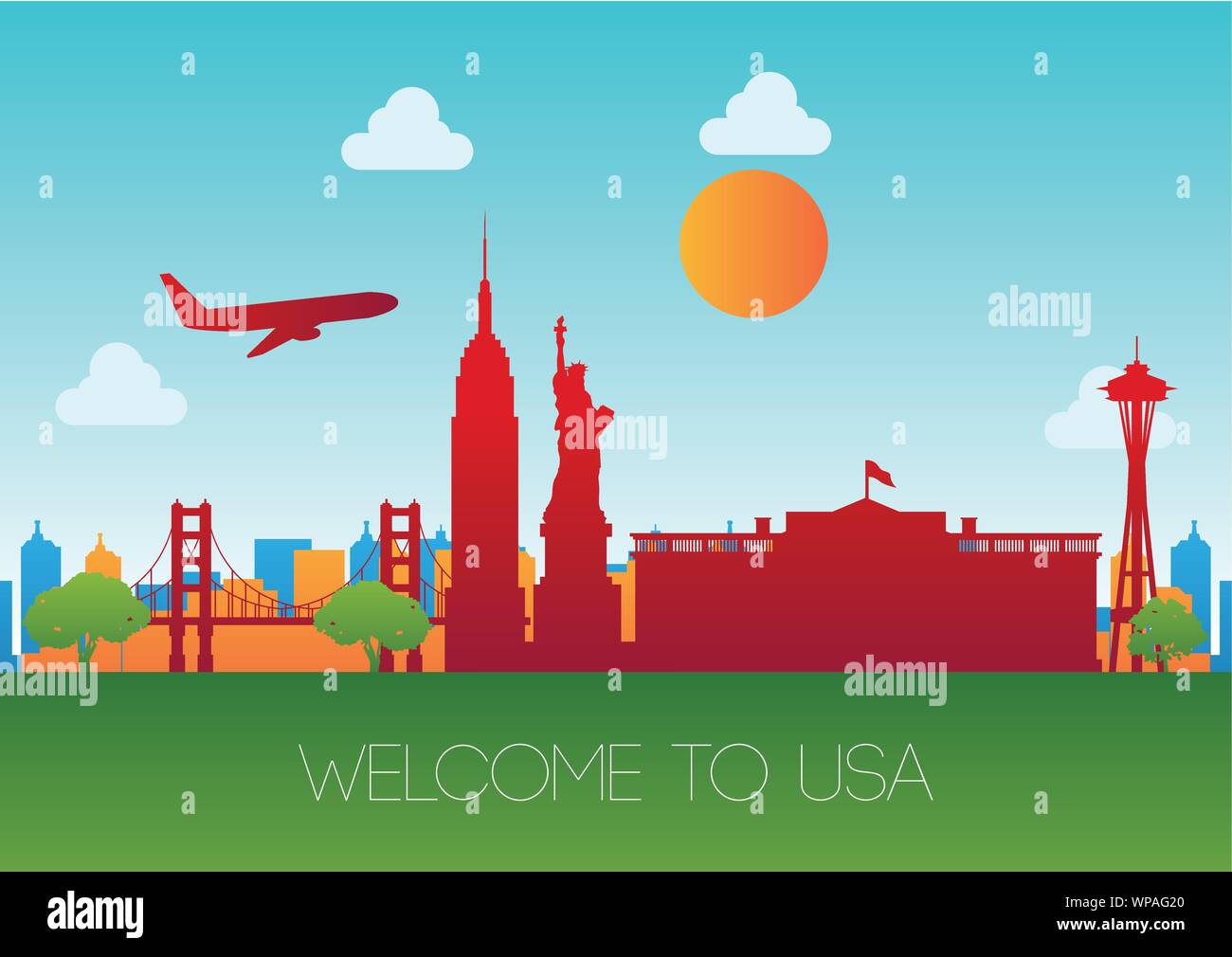 famous landmark of usa,silhouette design,vector illustration Stock ...