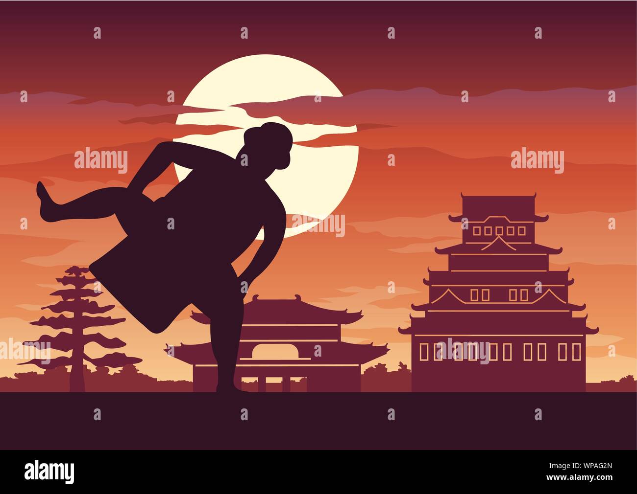 Fat man battle of Japan called Sumo ready to fight pose in front of ...