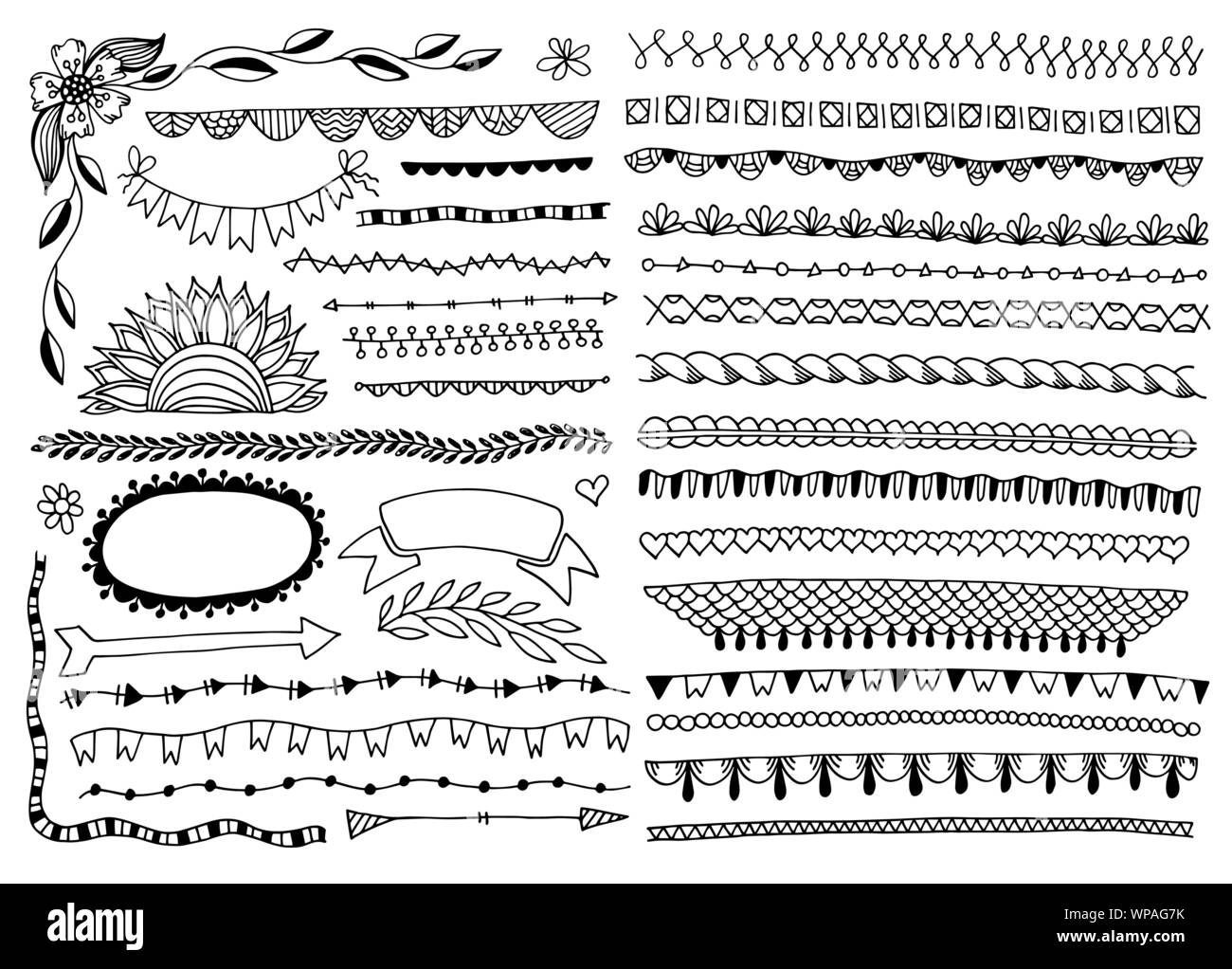 doodle frames, edge lines, dividers, borders Stock Vector Image & Art ...