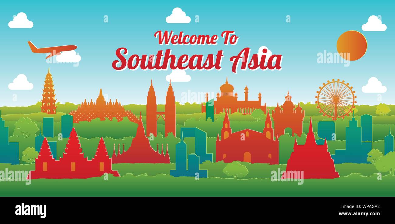 famous landmark of southeast Asia,travel destination,silhouette design ...