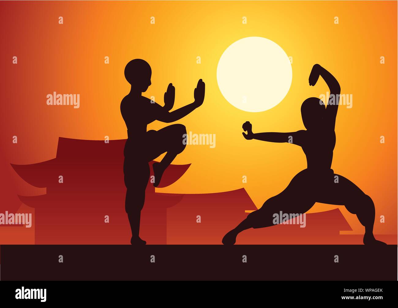 Chinese Boxing Kung Fu martial art famous sport,two boxer fight ...