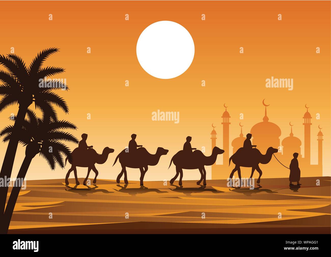 caravan Muslim ride camel to mosque Stock Vector Image & Art - Alamy