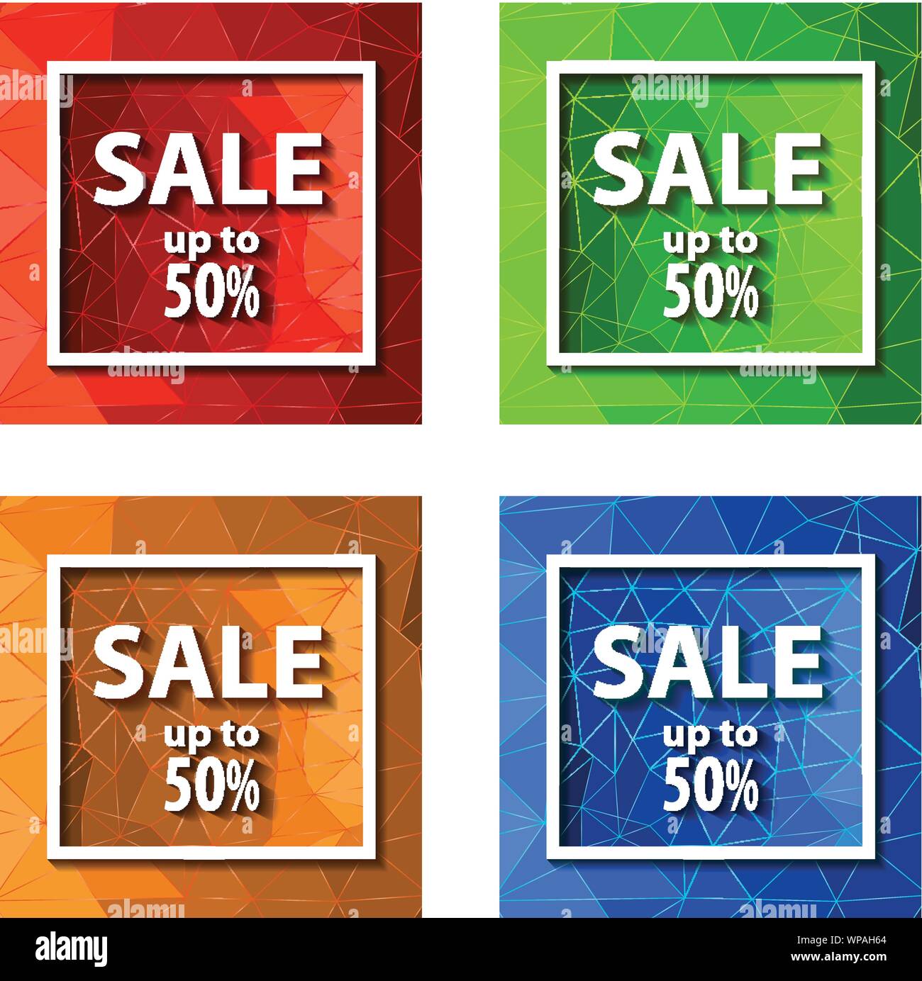 low poly polygon colorful sale banner in border,shadow style Stock ...