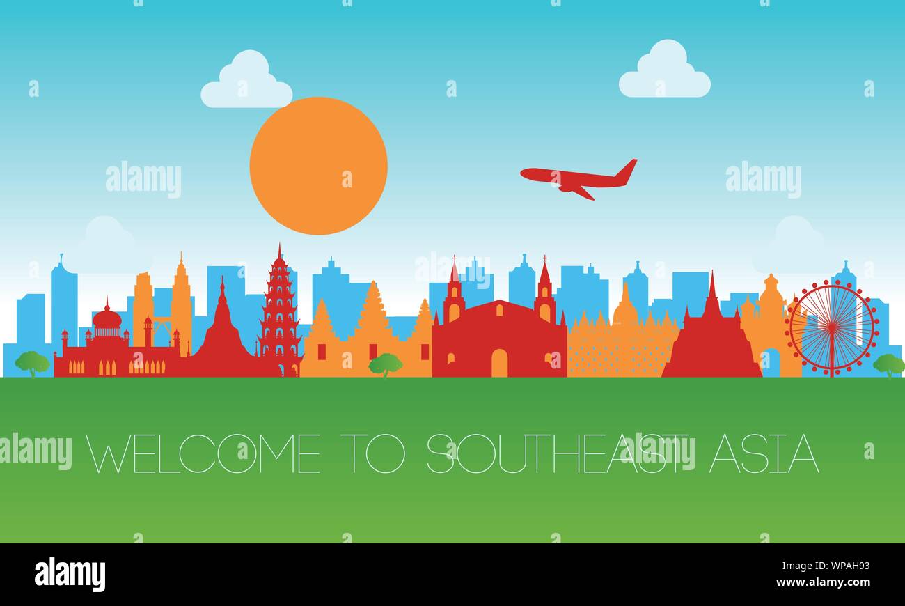famous landmark of southeast Asia,travel destination,silhouette design ...