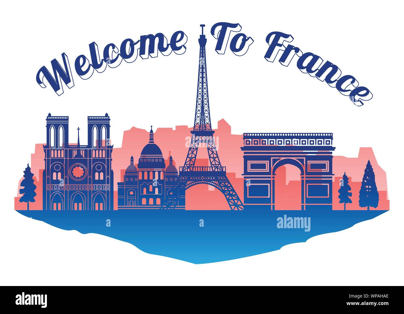 France top famous landmark silhouette style on island, welcome to ...