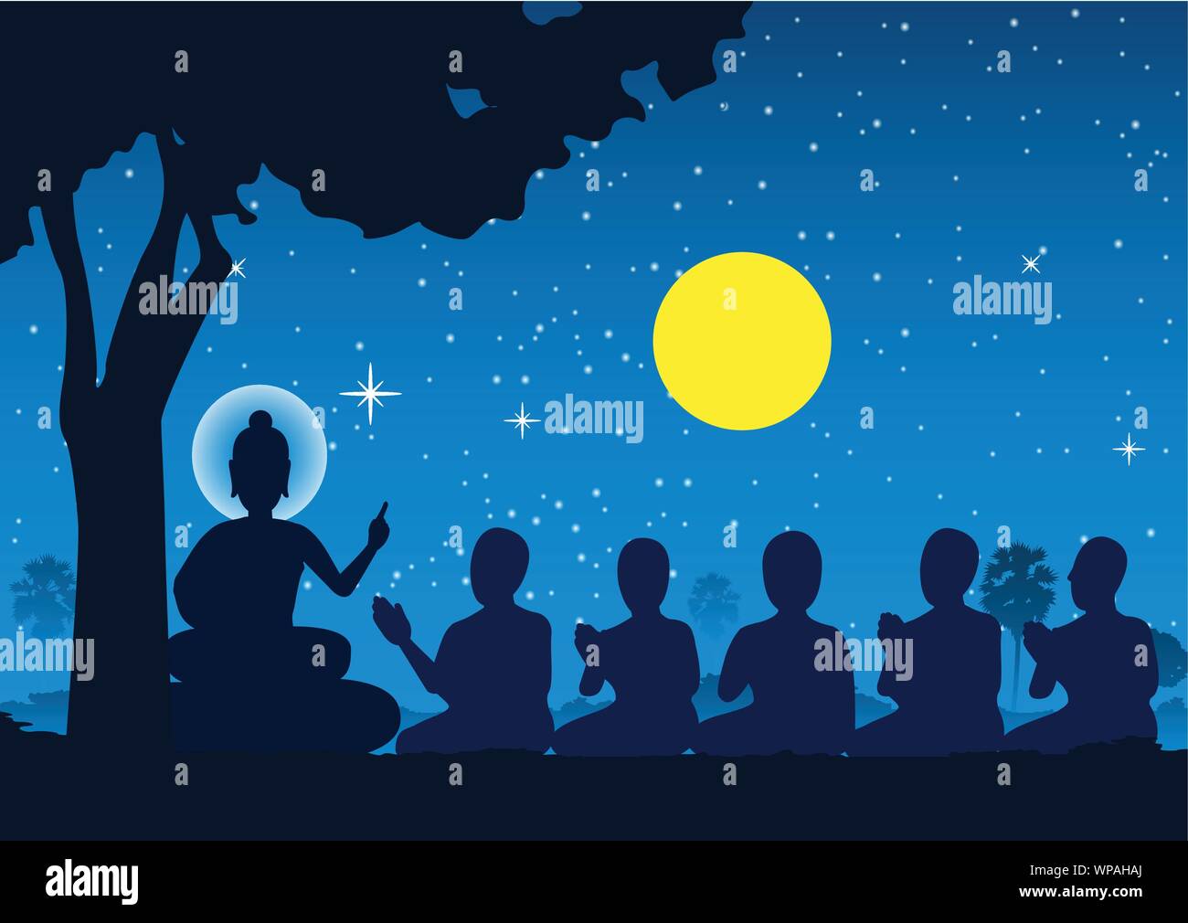 Buddha and five ascetics Stock Vector Images - Alamy