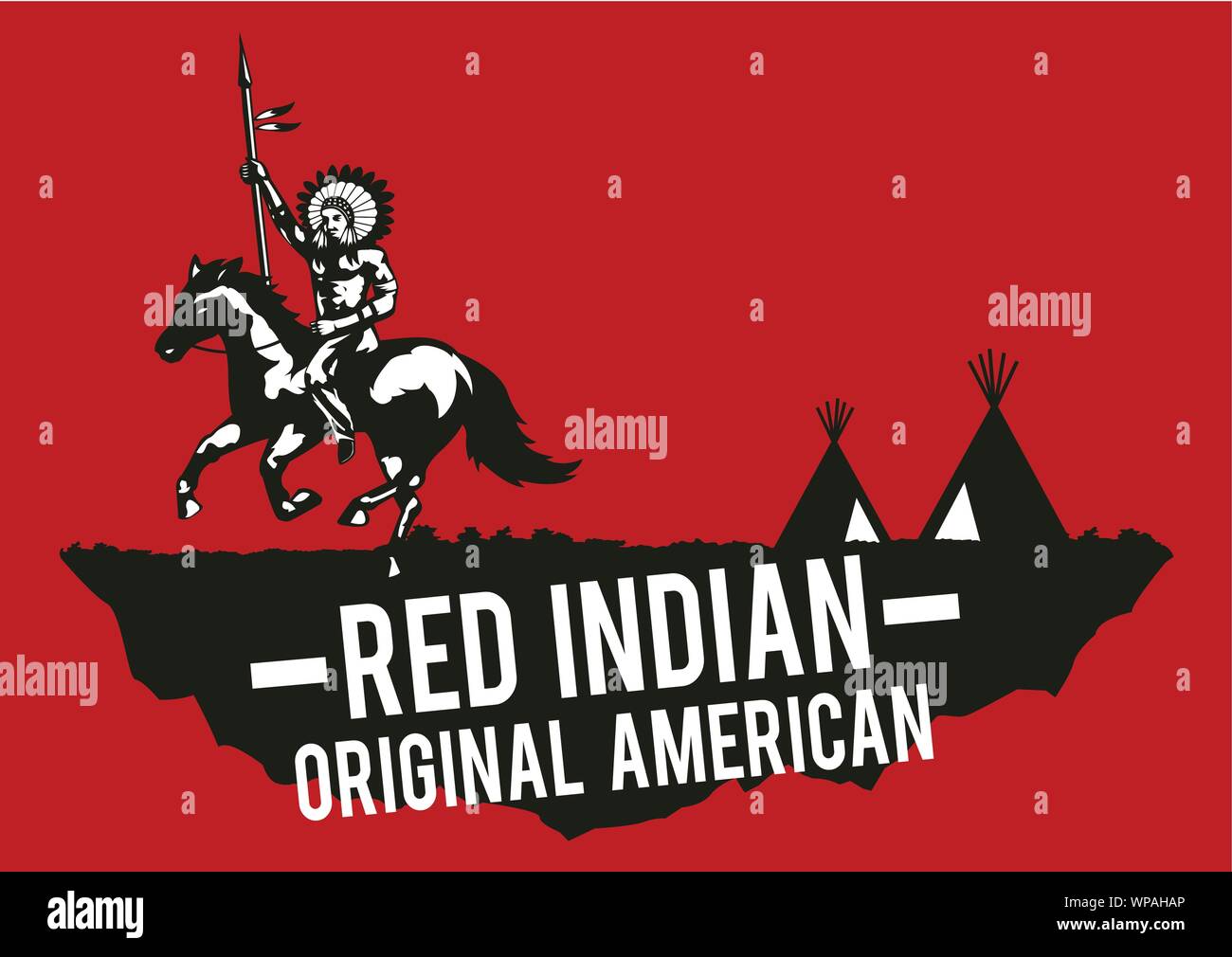 Red Indian native american raise hand meant victory,red background,for ...