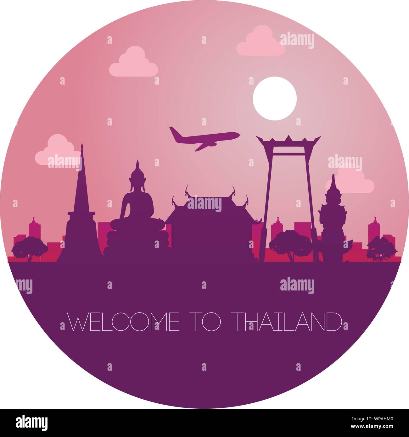 Thailand landmark,outline silhouette design Stock Vector Image & Art ...