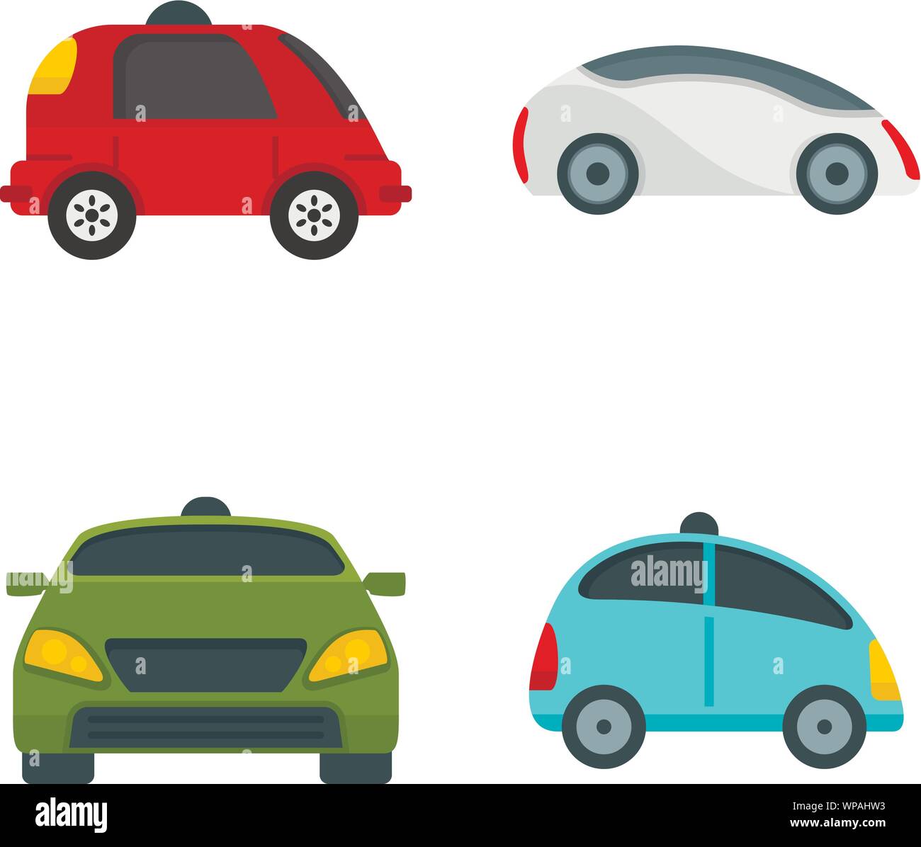 Driverless icon set. Flat set of driverless vector icons for web design ...