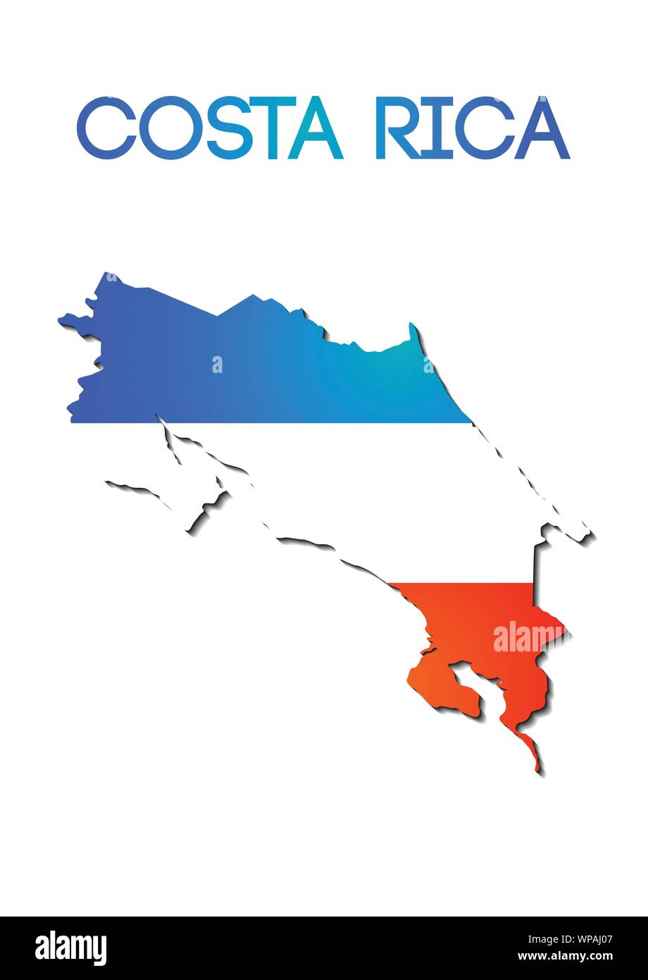 national flag color in map of Costa Rica gradient design Stock Vector ...