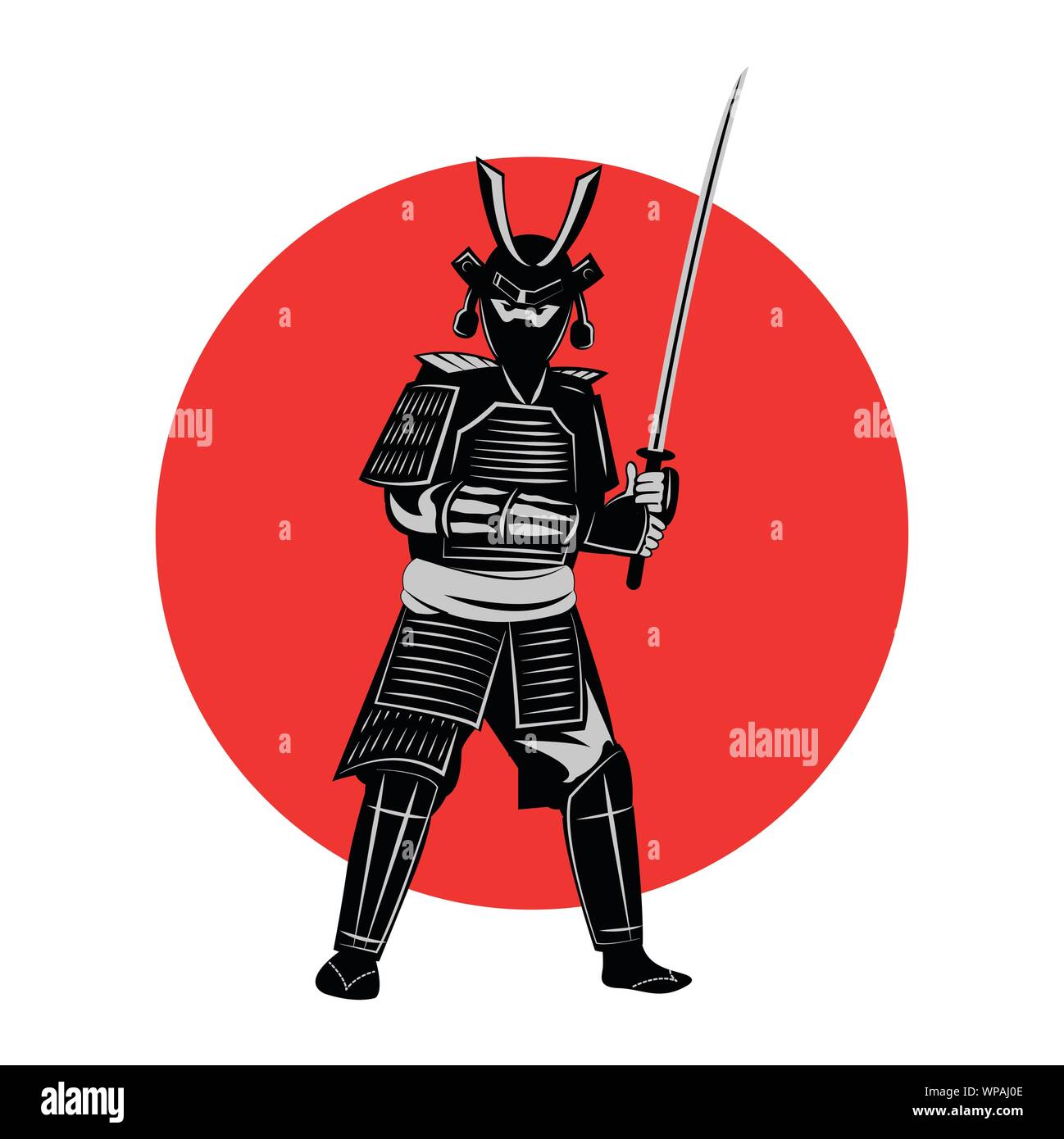 Samurai armour japan with flag hi-res stock photography and images - Alamy