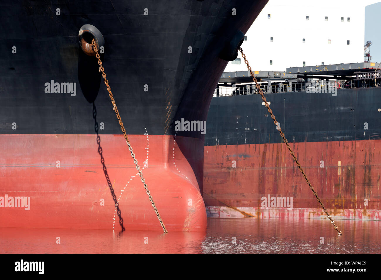 empty freight ship at anchor Stock Photo - Alamy
