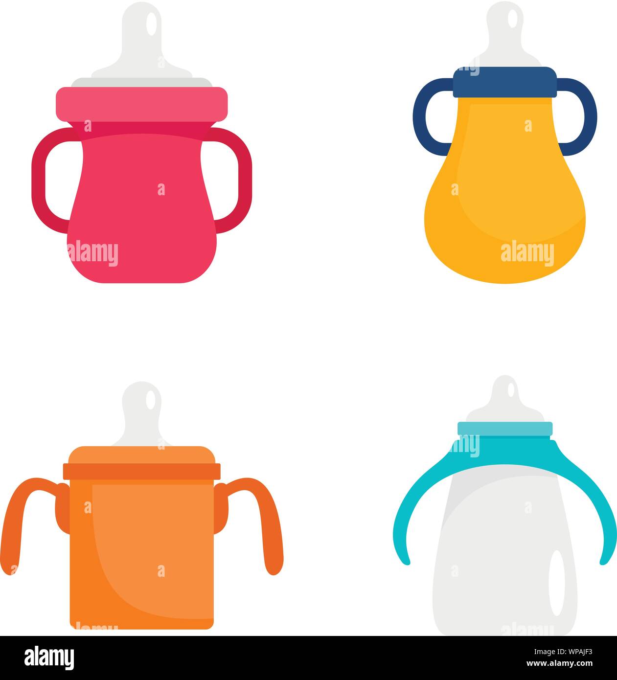 Sippy cup icon set. Flat set of sippy cup vector icons for web design ...