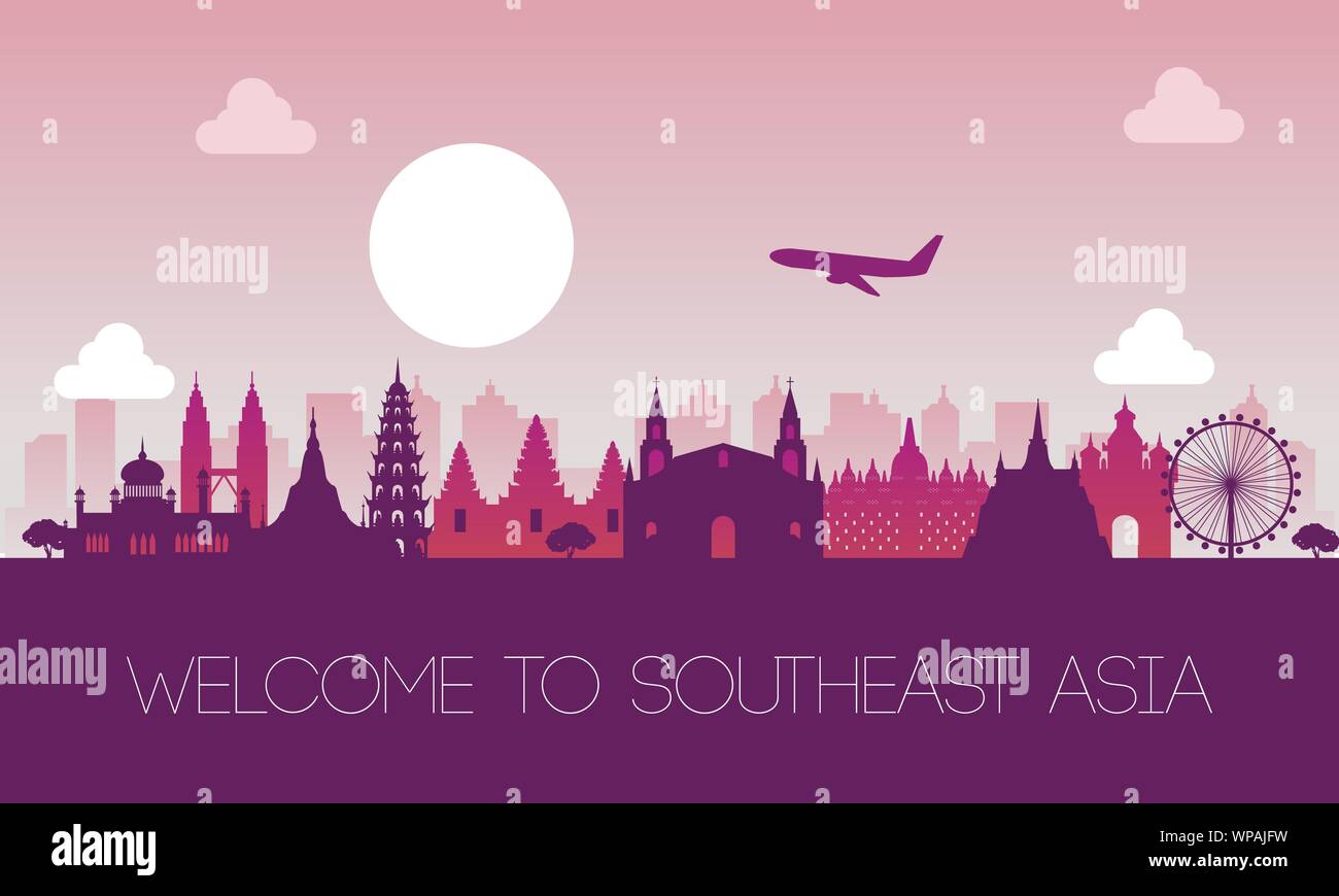 famous landmark of southeast Asia,travel destination,silhouette design ...