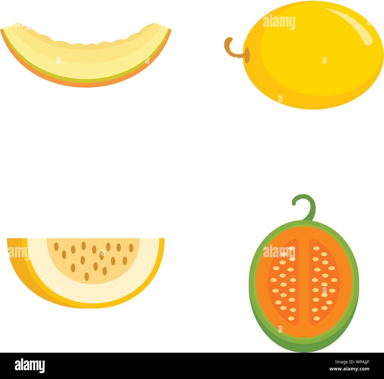 Melon icons set. Flat set of melon vector icons for web design Stock ...
